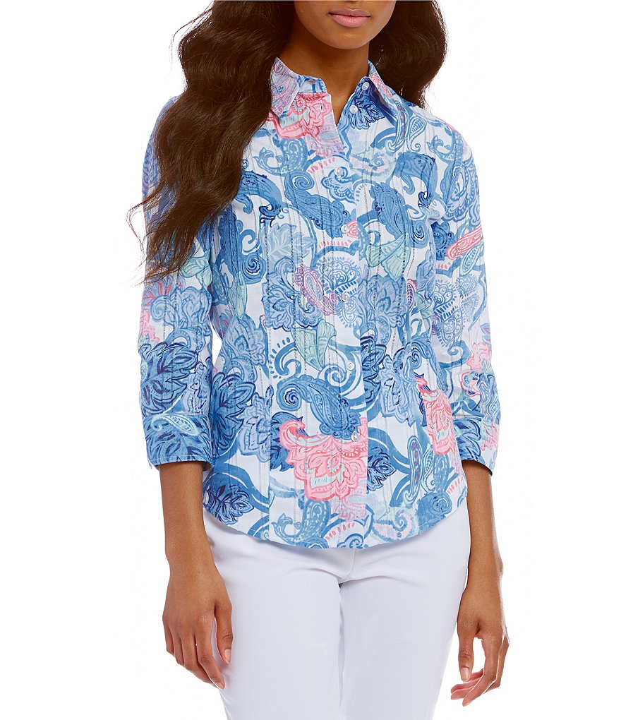 Allison Daley 3/4 Sleeve Button Front Printed Blouse | Dillards Allison Daley 3/4 Sleeve Button Front Printed Blouse | Dillards