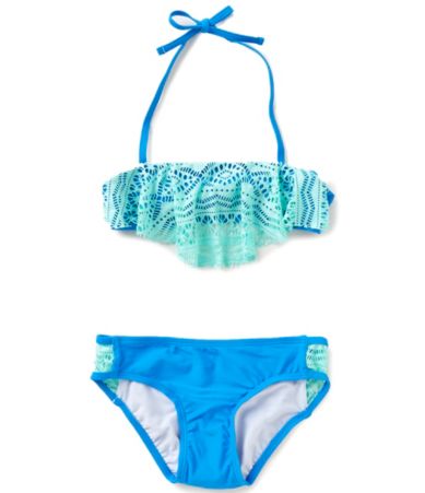 Summer Crush By Gossip Girl Big Girls 7 16 Crochet Bandeau Top And Colorblock Bottom Swim Set