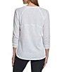 Dkny Sport By Donna Karan Mini Slub Waffle Knit Crew Neck 34 Ruched