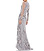 Mac Duggal Floral Embroidered Lace Sequin Embellished V-Neck Illusion Long Sleeve Gown | Dillard's