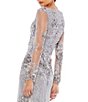 Mac Duggal Floral Embroidered Lace Sequin Embellished V-Neck Illusion Long Sleeve Gown | Dillard's