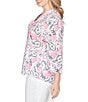 Ruby Rd. Plus Size Silky Gauze Hydrangea Paisley Split V-Neck 3/4 ...