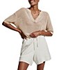 Varley Callie Knit Boxy Split V-Neck Short Sleeve Top | Dillard's
