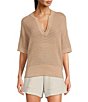 Varley Callie Knit Boxy Split V-Neck Short Sleeve Top | Dillard's