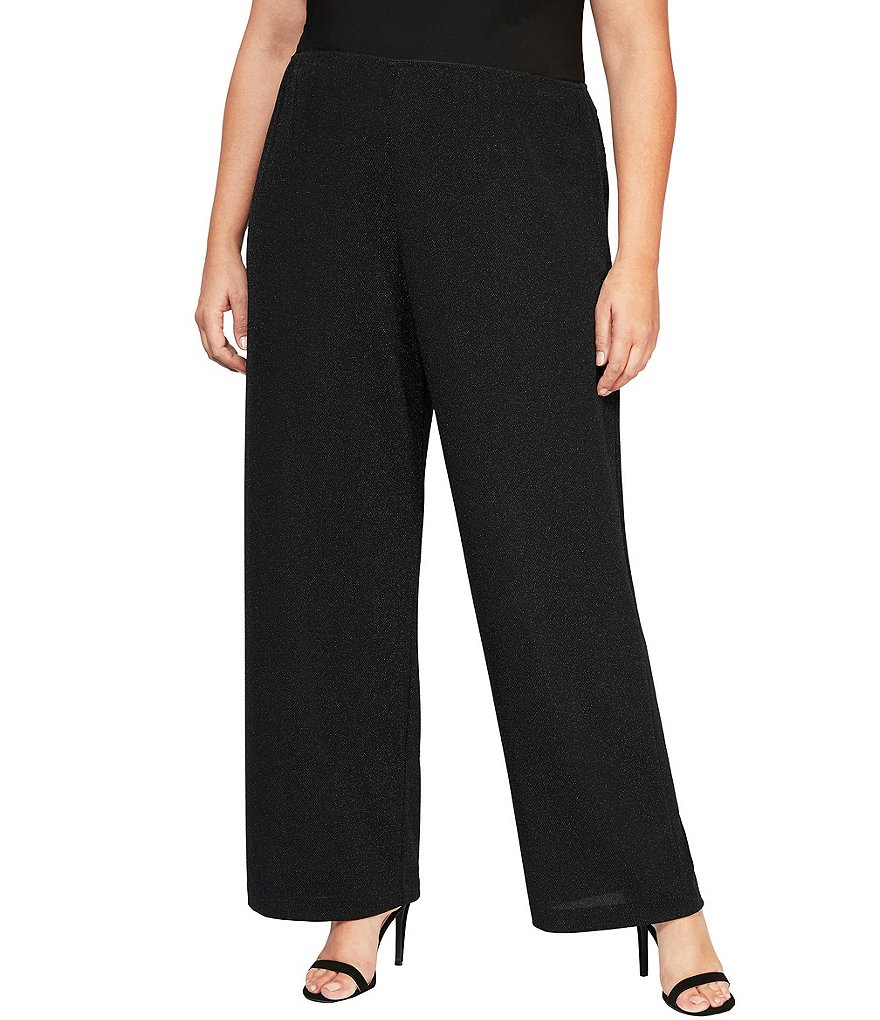 Alex Evenings Plus Size Metallic Knit Straight Leg Pants Dillards
