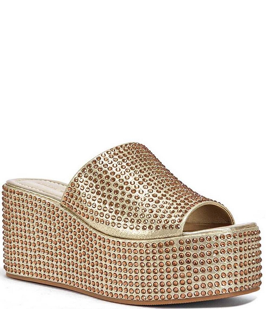 Azalea Wang Arachna Rhinestone Platform Wedge Sandals | Dillard's