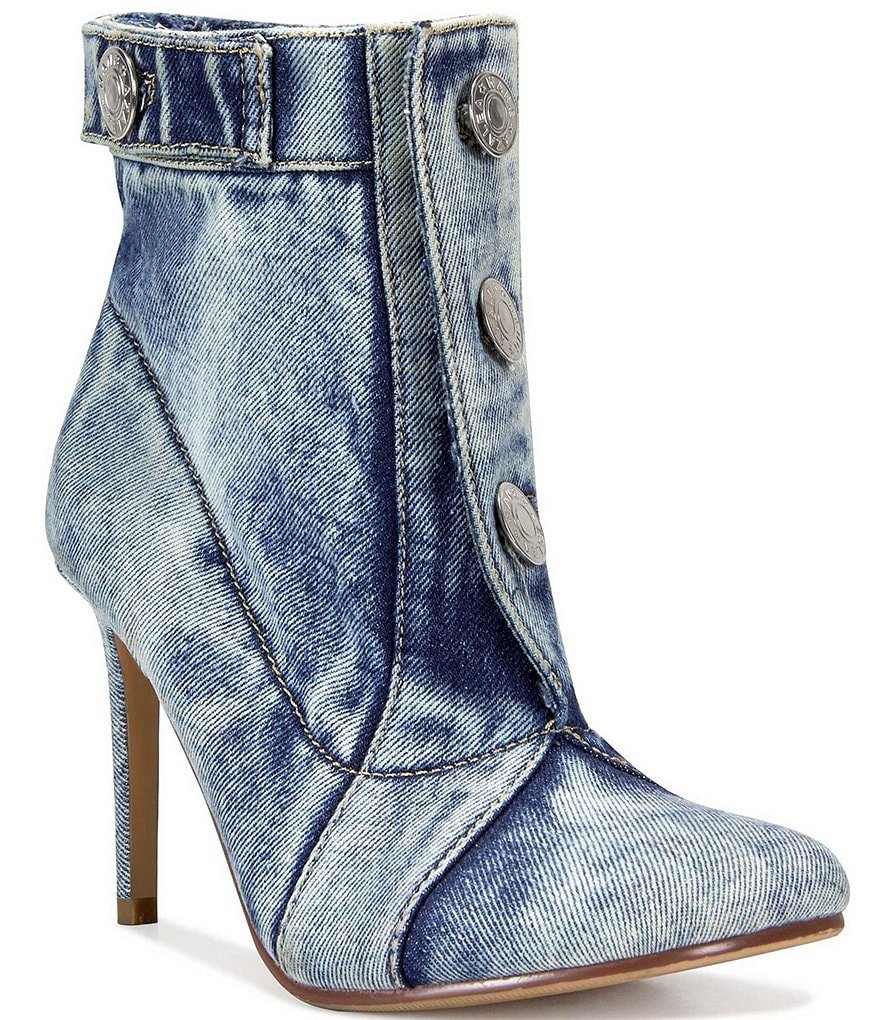 Azalea Wang Moriah Denim Booties | Dillard's