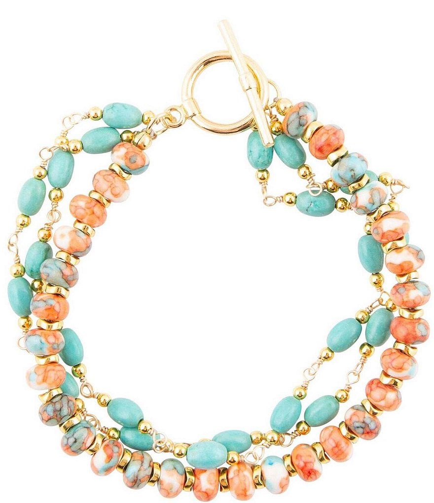 Barse Genuine Multi Colored Magnesite Stone Beaded Multi Row Line ...