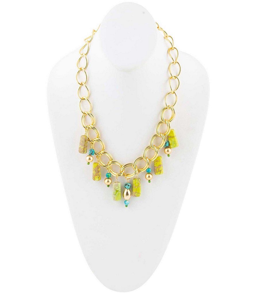 Barse Genuine Stone Charm Statement Necklace | Dillard's
