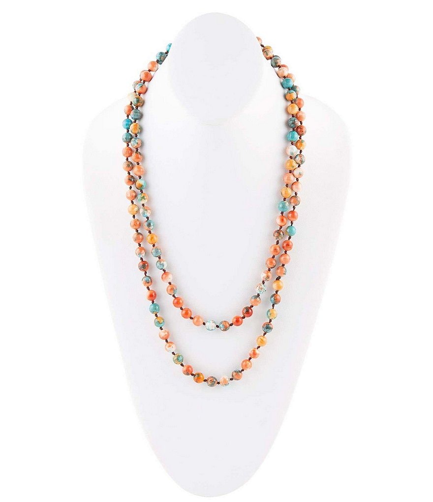 Barse Ocean Jade Genuine Stone Long Multi Strand Beaded Necklace ...
