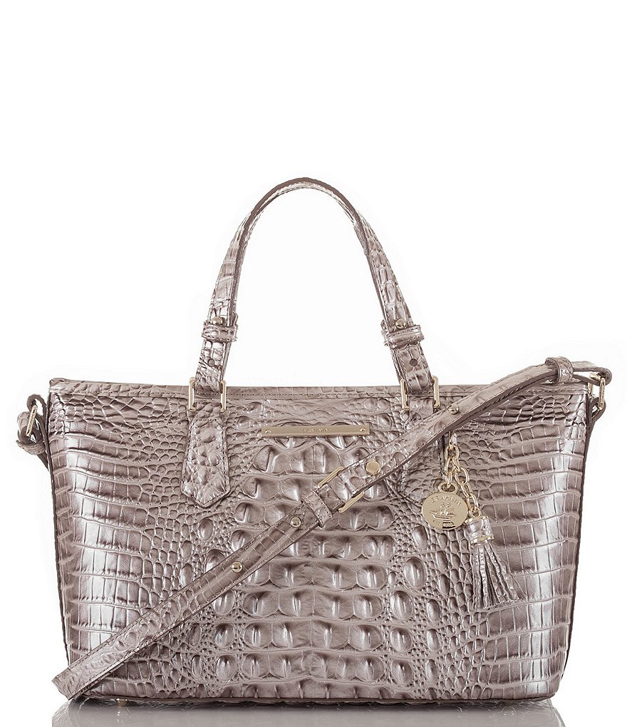 Brahmin Melbourne Collection Mini Asher Crocodile-Embossed Tasseled ...