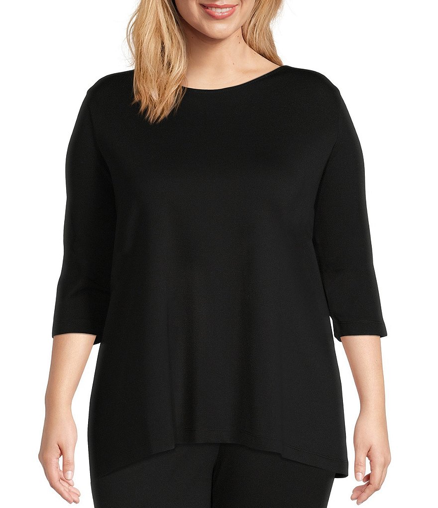 Bryn Walker Plus Size Piera Ponti Elbow 3 4 Sleeve Boat Neck Shirt