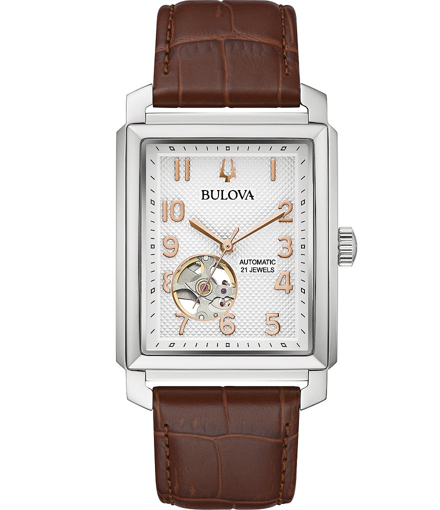 Bulova Men's Sutton Classic Automatic Brown Leather Strap Watch | Dillard's