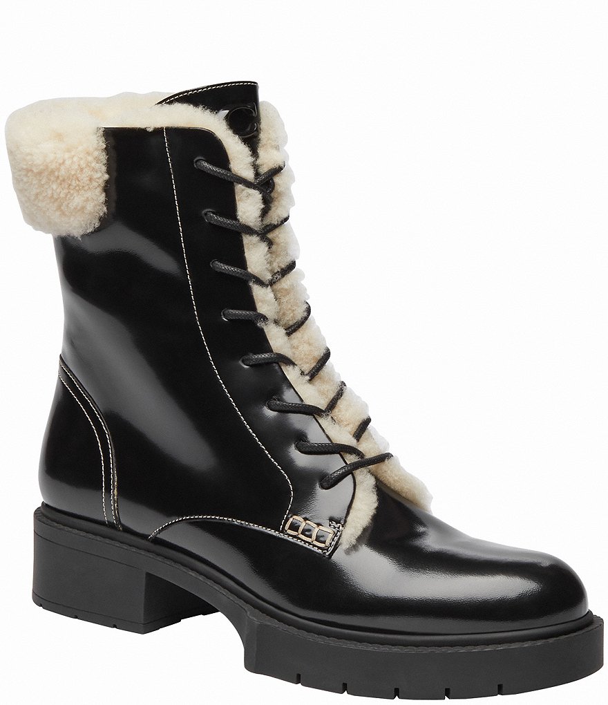 COACH Leighton Shearling Leather Booties | Dillard's