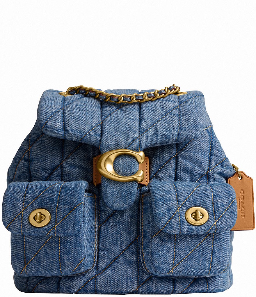 COACH Tabby Denim Quilted Chain Strap Backpack | Dillard's