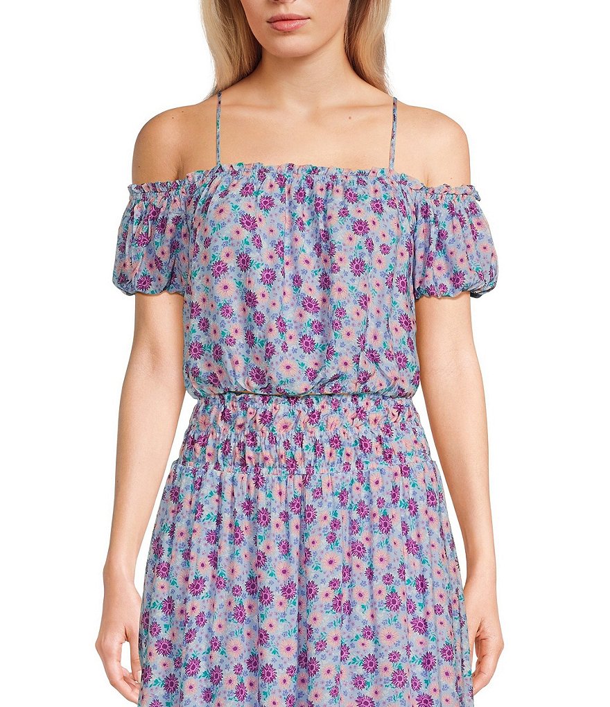 Coco Jaimeson Short Sleeve Off The Shoulder Printed Coordinating Crop