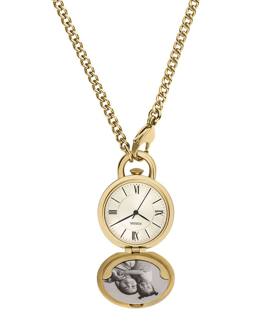 Fossil Women's Jacqueline Three-Hand Gold Stainless Steel Watch Locket ...