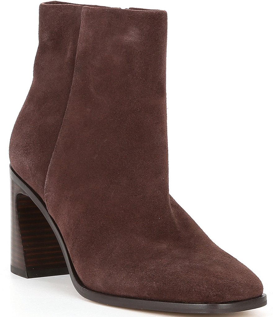 Gianni Bini Clayton Suede Square Toe Block Heel Booties | Dillard's