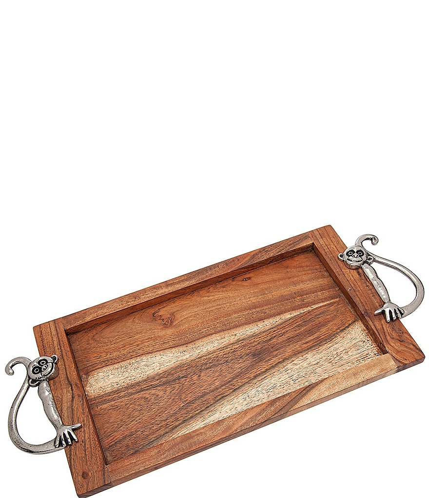 Godinger Monkey Handle Wood 15" Rectangular Tray | Dillard's