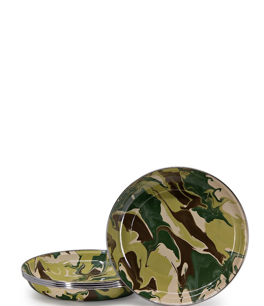 Golden Rabbit Enamelware Camouflage Pasta Plates, Set of 4 | Dillard's