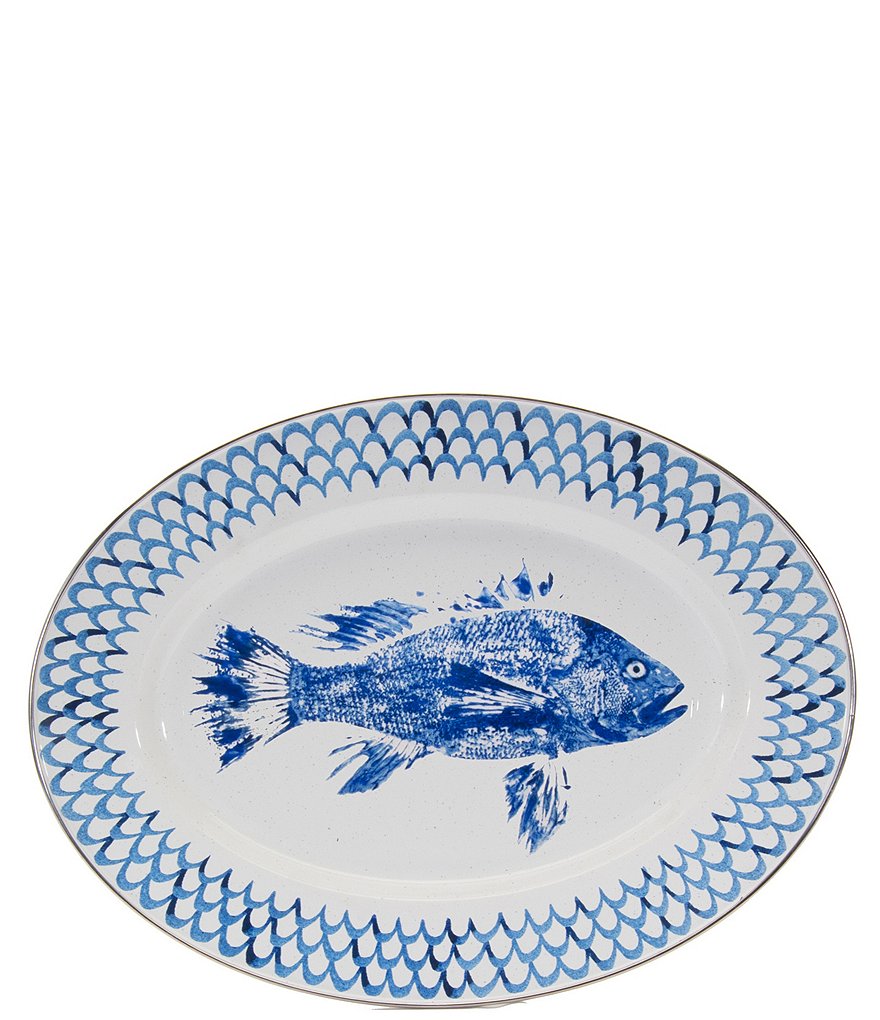 Golden Rabbit Enamelware Fish Camp Oval Platter | Dillard's