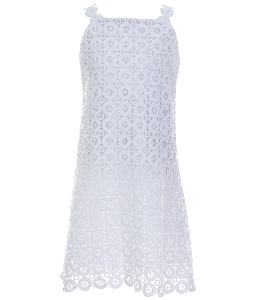 Habitual Big Girls 7 16 Sleeveless Fringed Trimmed Crocheted Sheath