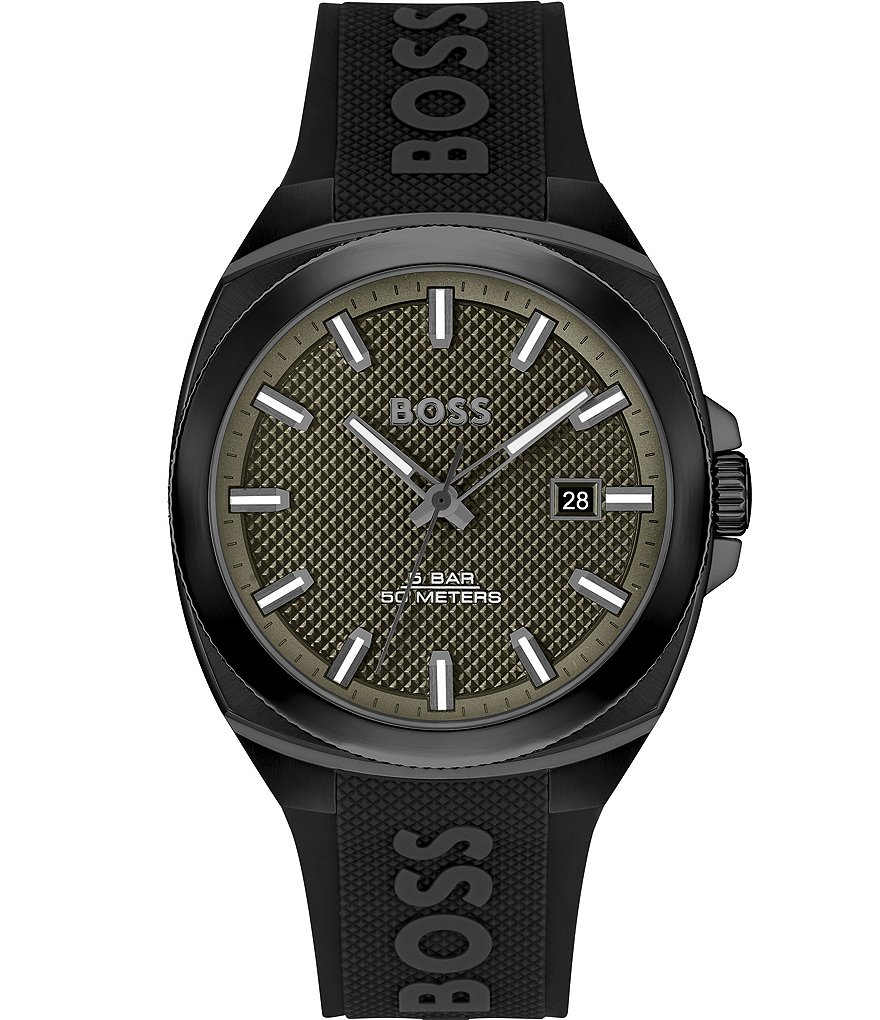 Hugo Boss Men's Walker Quartz Analog Black Silicone Strap Watch | Dillard's