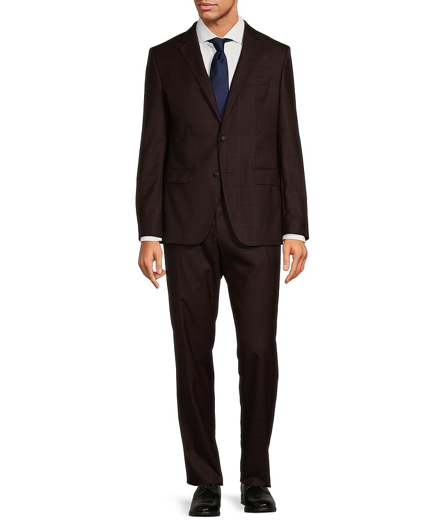 Hugo Boss Slim Fit Flat Front Plain Check 2-Piece Suit | Dillard's