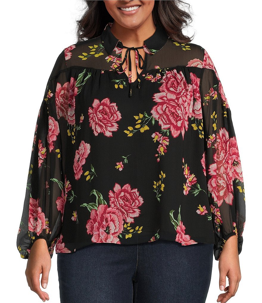 Jessica Simpson Plus Doris Long Sleeve Blouse | Dillard's