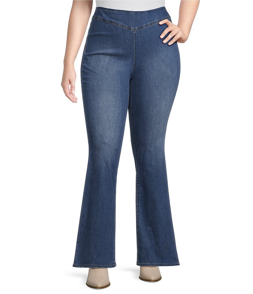 Jessica Simpson Plus Size High Rise Pull-On Flare Jeans | Dillard's