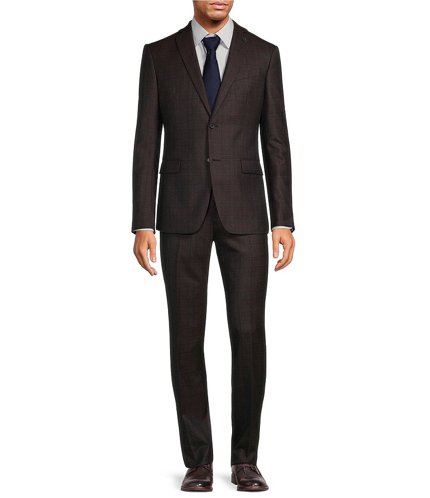 John Varvatos Slim Fit Flat Front Plaid Pattern 2-Piece Suit | Dillard's