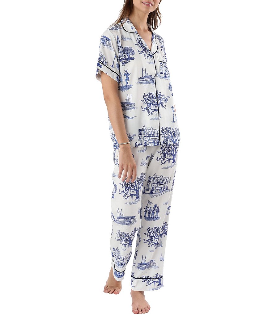 Katie Kime New Orleans Toile Woven Pajama Pant Set | Dillard's