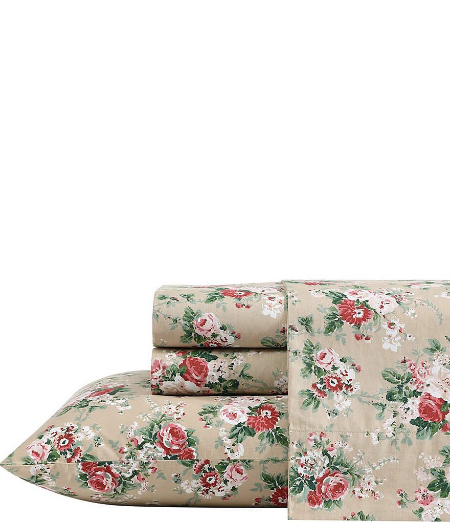 Laura Ashley 200-Thread Count Ashfield Floral Printed Pattern Cotton ...