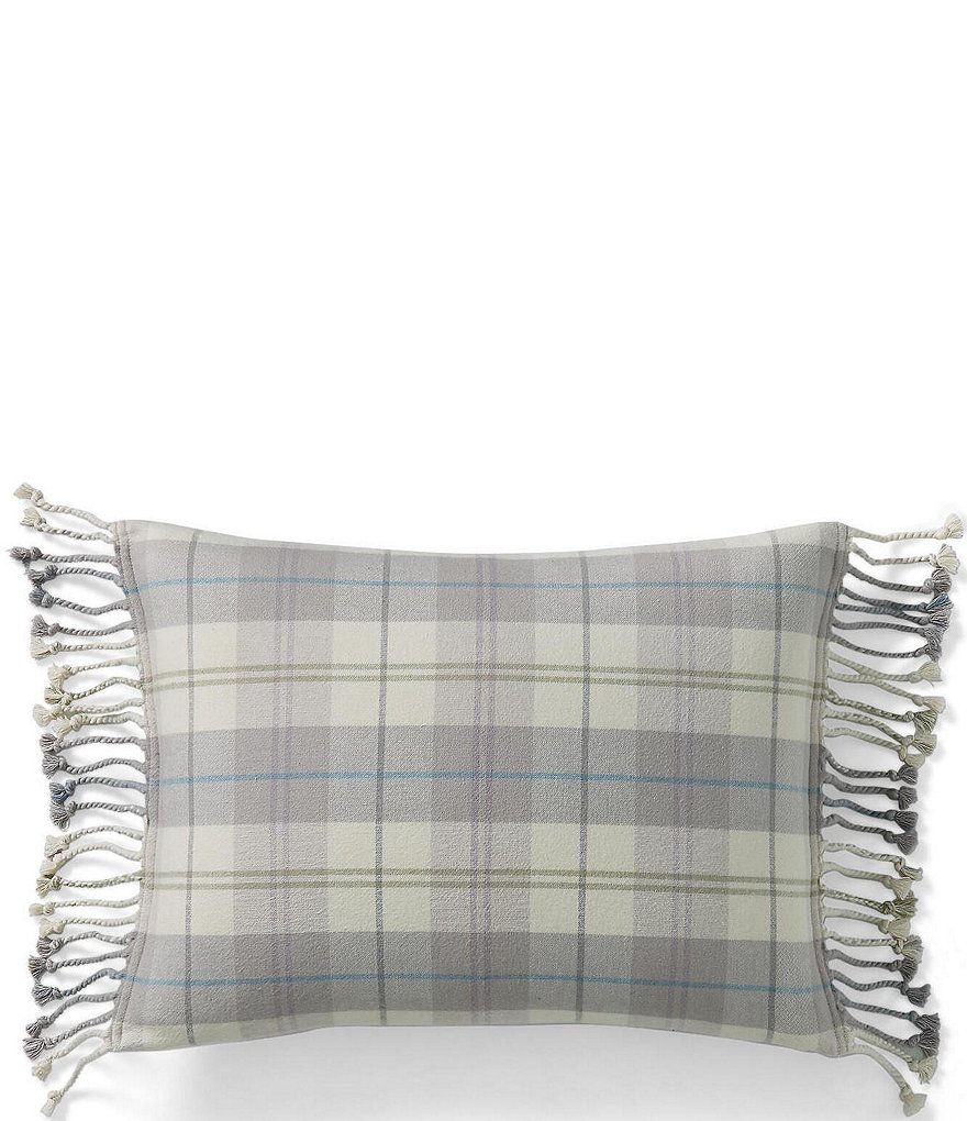 Lauren Ralph Lauren Mackenzie Plaid Fringe Trimmed Decorative Square ...