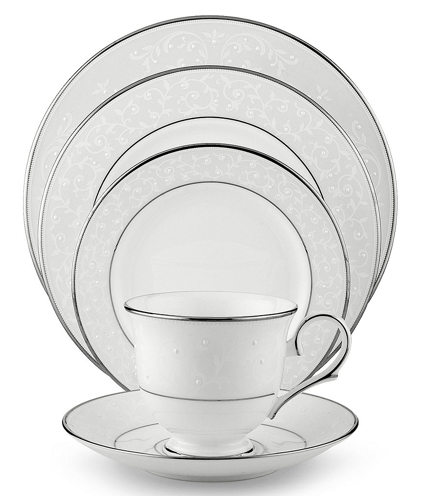 Lenox Opal Innocence Vine & Pearl Platinum Opalescent Bone China 5 ...