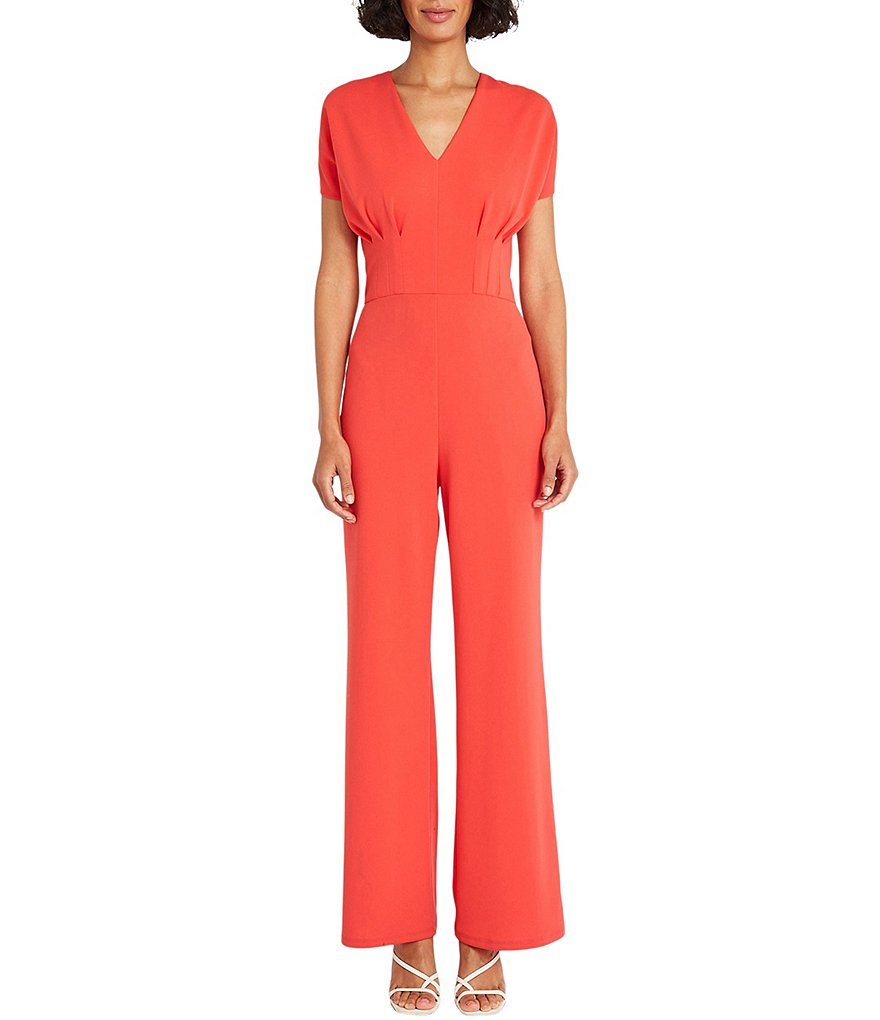 Maggy London Stretch Crepe V-Neck Short Sleeve Jumpsuit | Dillard's Maggy London Stretch Crepe V-Neck Short Sleeve Jumpsuit | Dillard's