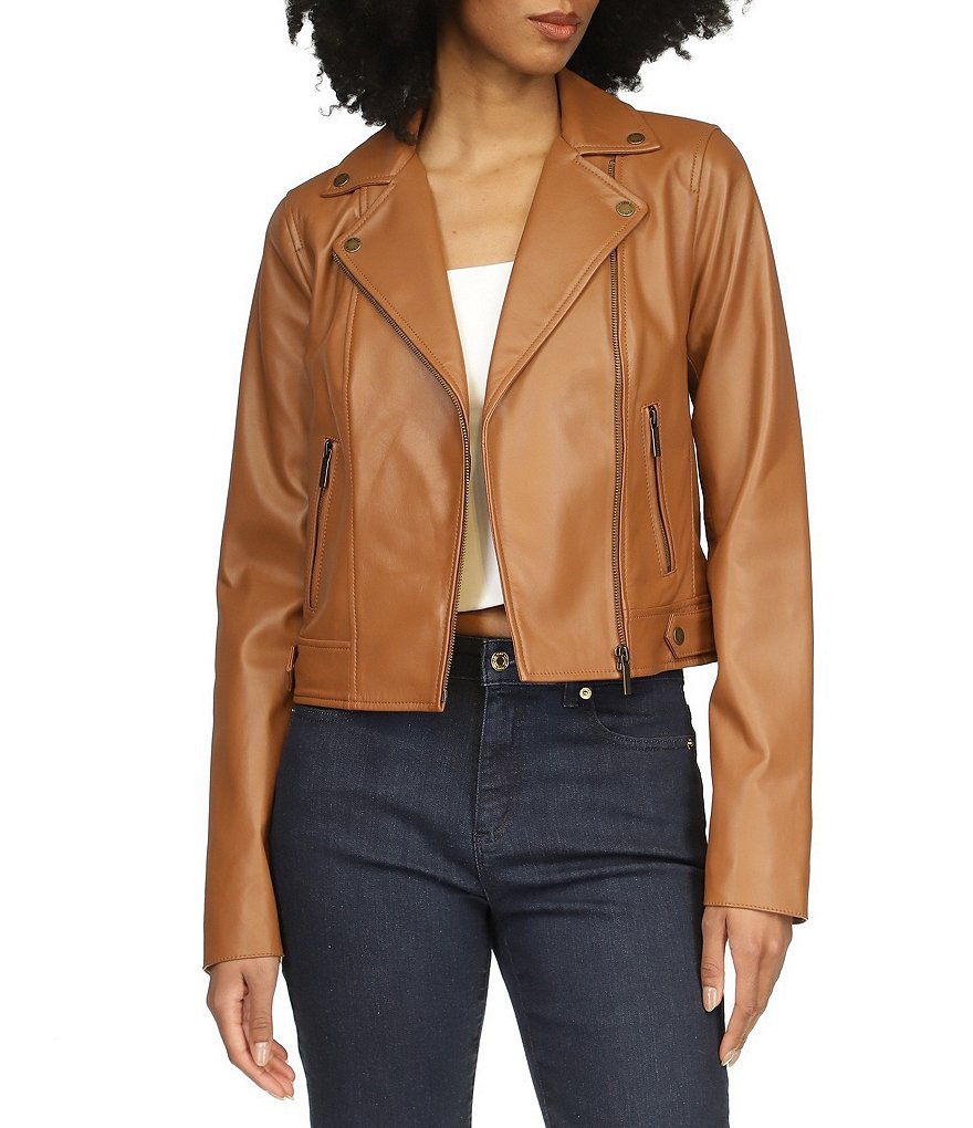 MICHAEL Michael Kors Lamb Leather Moto Jacket | Dillard's