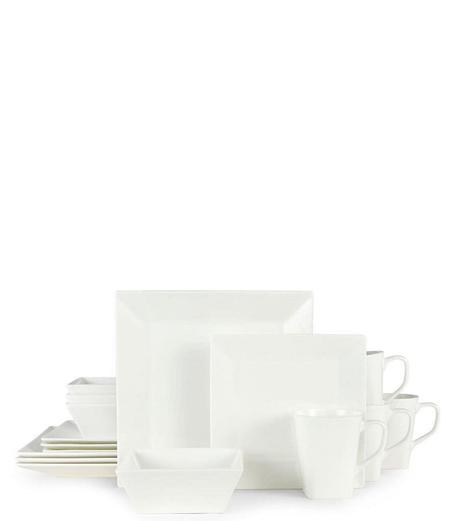 Mikasa Delray White Square 16-Piece Dinnerware Set, Service for 4 ...