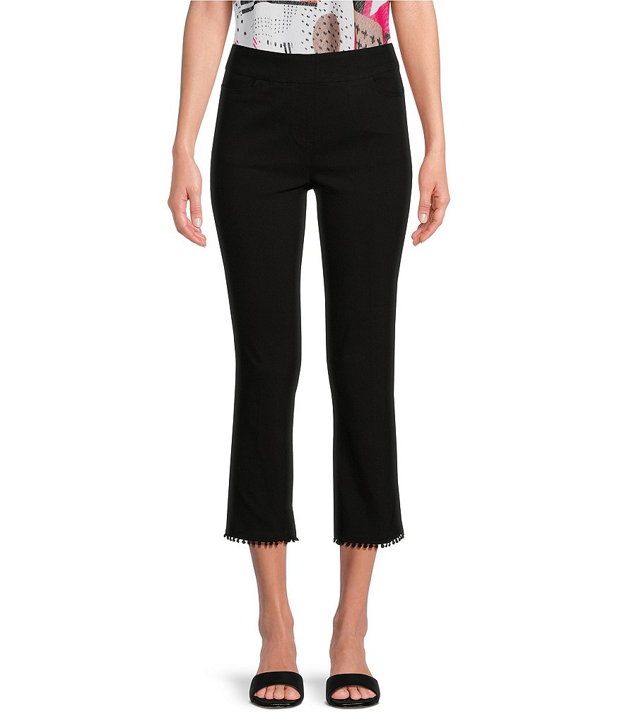 Multiples Solid Twill Straight Leg Pom Pom Hem Pull-On Demin Pants ...