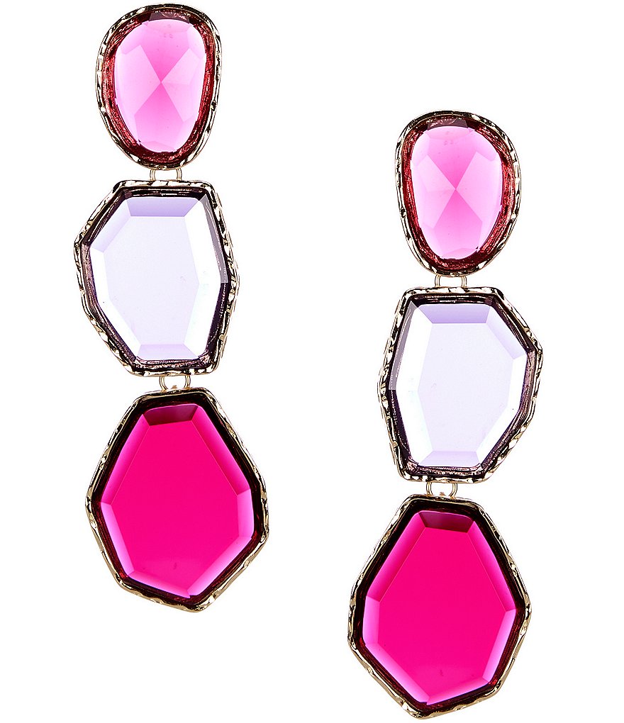 Natasha Accessories Berry Triple Drop Statement Earrings | Dillard's