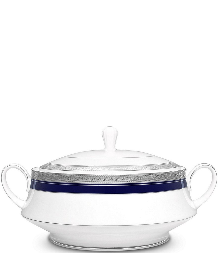Noritake Crestwood Cobalt Platinum Porcelain Covered Vegetable Bowl ... Noritake Crestwood Cobalt Platinum Porcelain Covered Vegetable Bowl ...