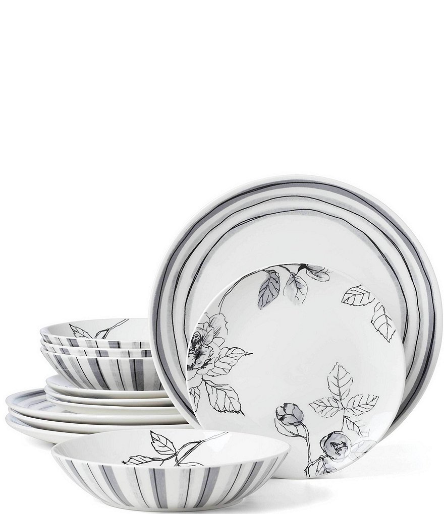 Oneida Sketchbook 12-Piece Porcelain Dinnerware Set | Dillard's