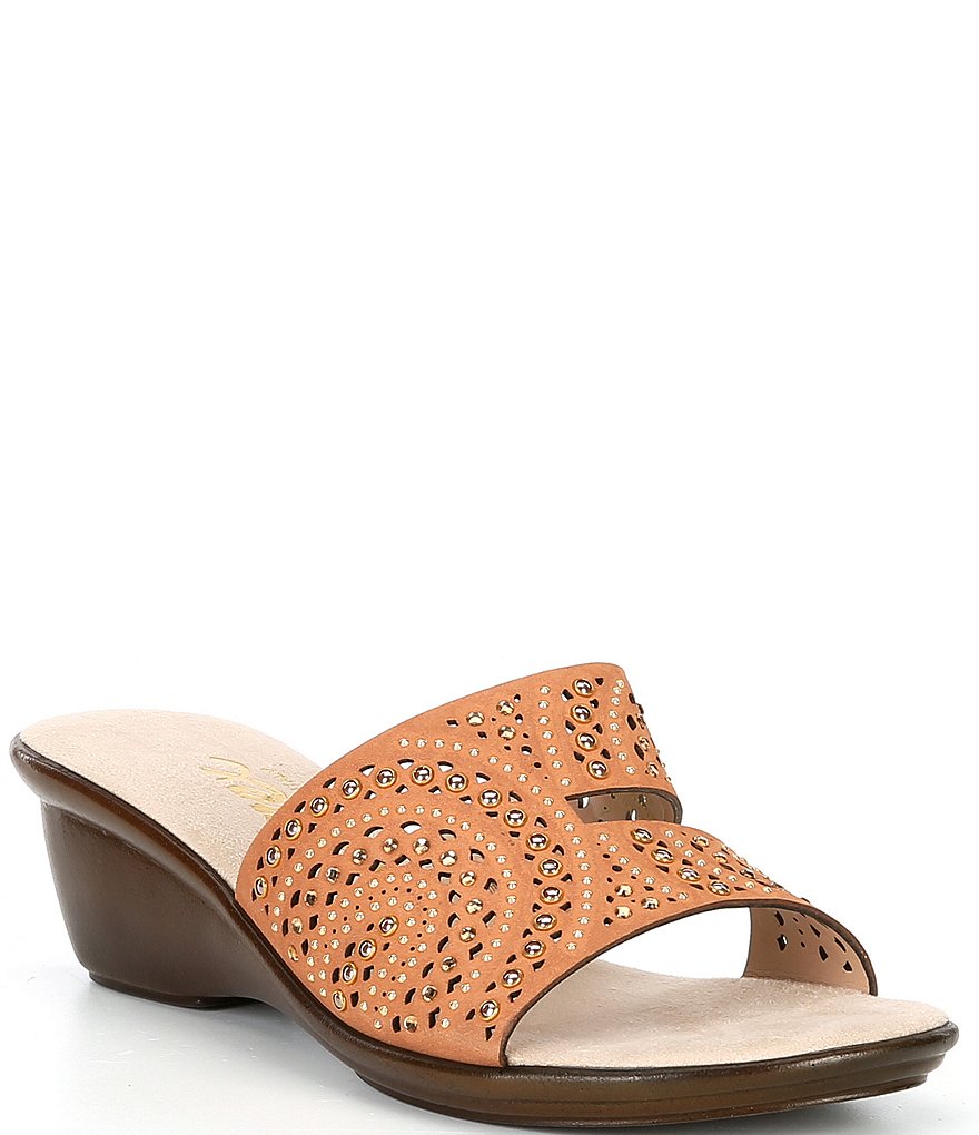 Onex Sammy Leather Studded Slide Sandals | Dillard's