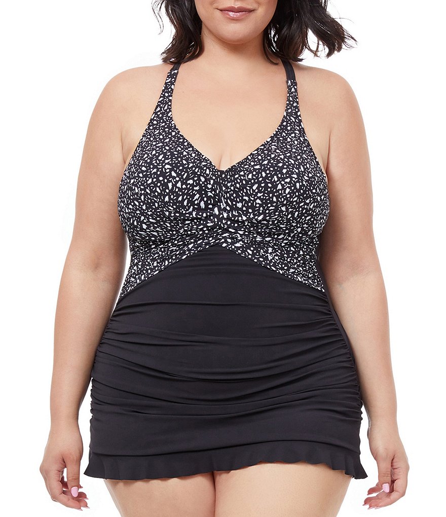 Profile By Gottex Plus Size Halter Neck Lattice Edge One Piece Swimsuit