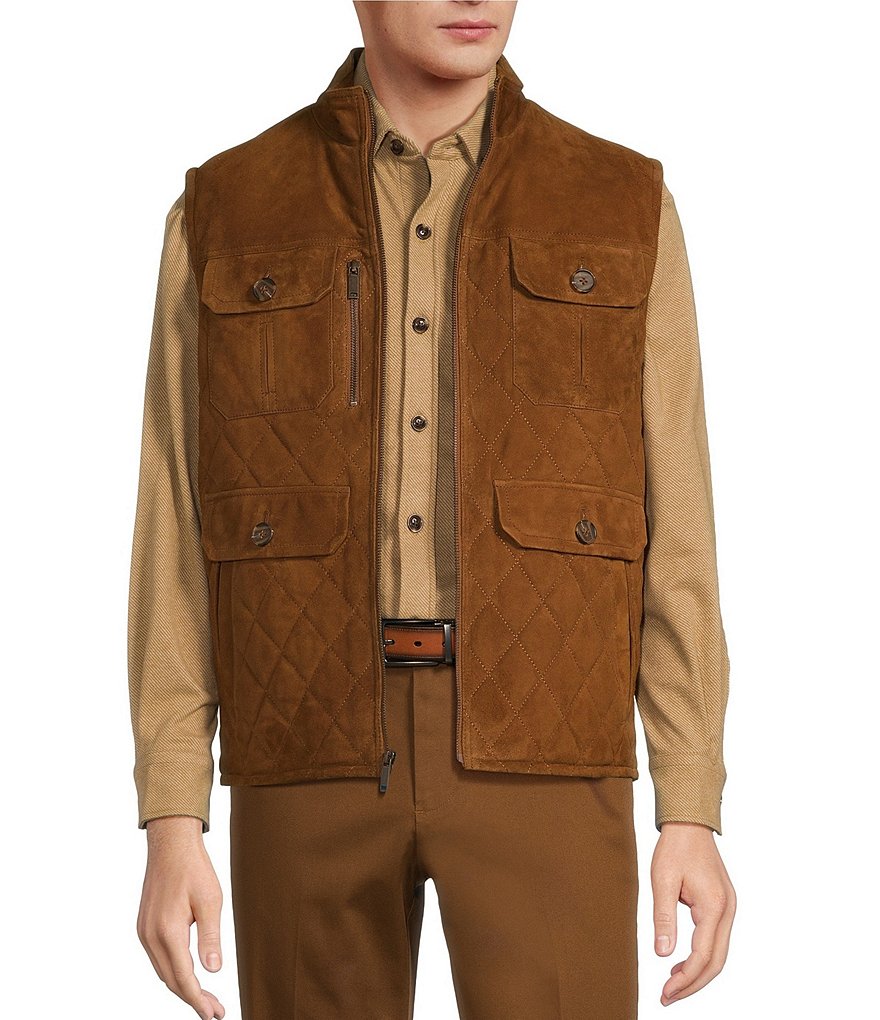 Roundtree & Yorke Big & Tall Leather Quilted Vest | Dillard's