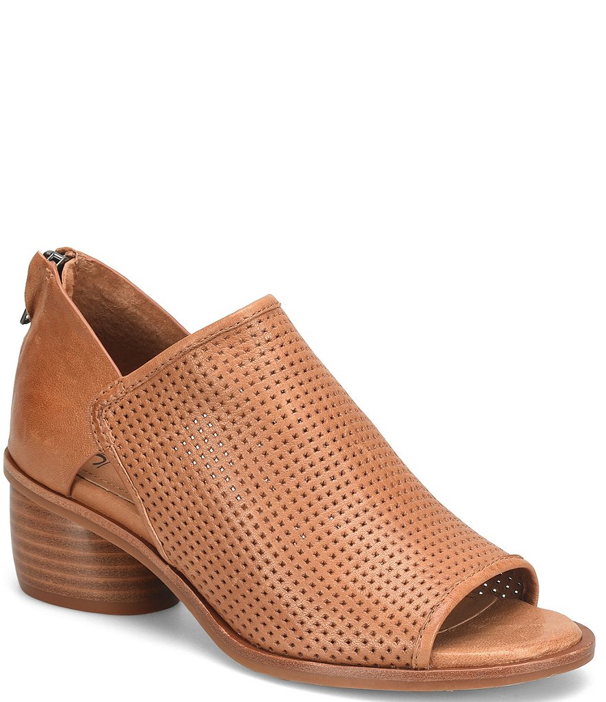 Sofft Carleigh Leather Rounded Stack Heel Peep Toe Sandals | Dillard's