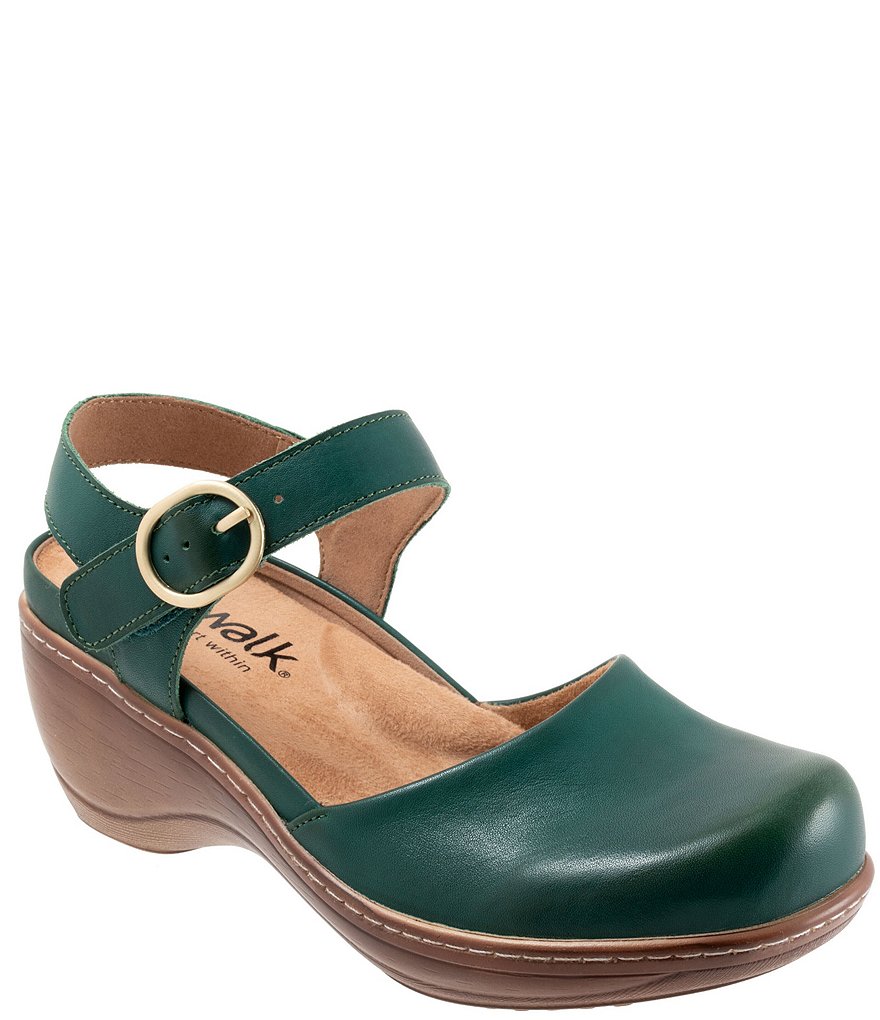 SoftWalk Mabelle Leather Ankle Strap Clogs | Dillard's