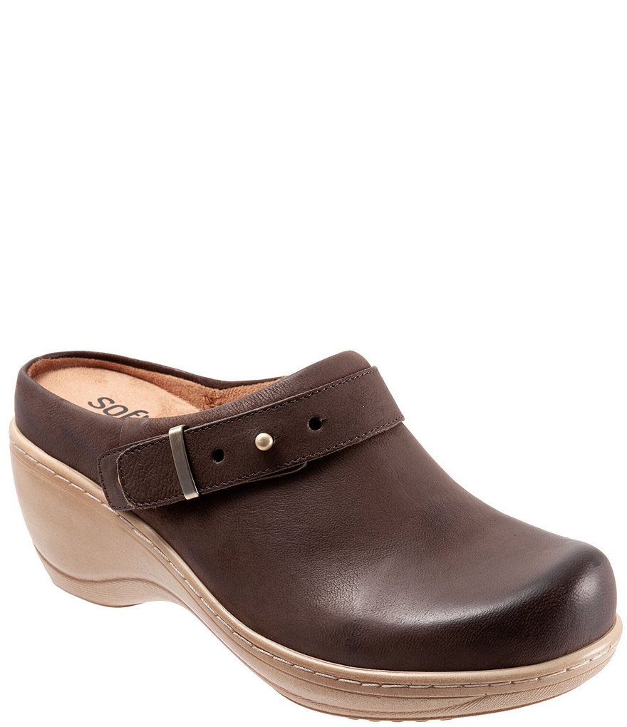 SoftWalk Marquette Nubuck Leather Platform Clogs | Dillard's