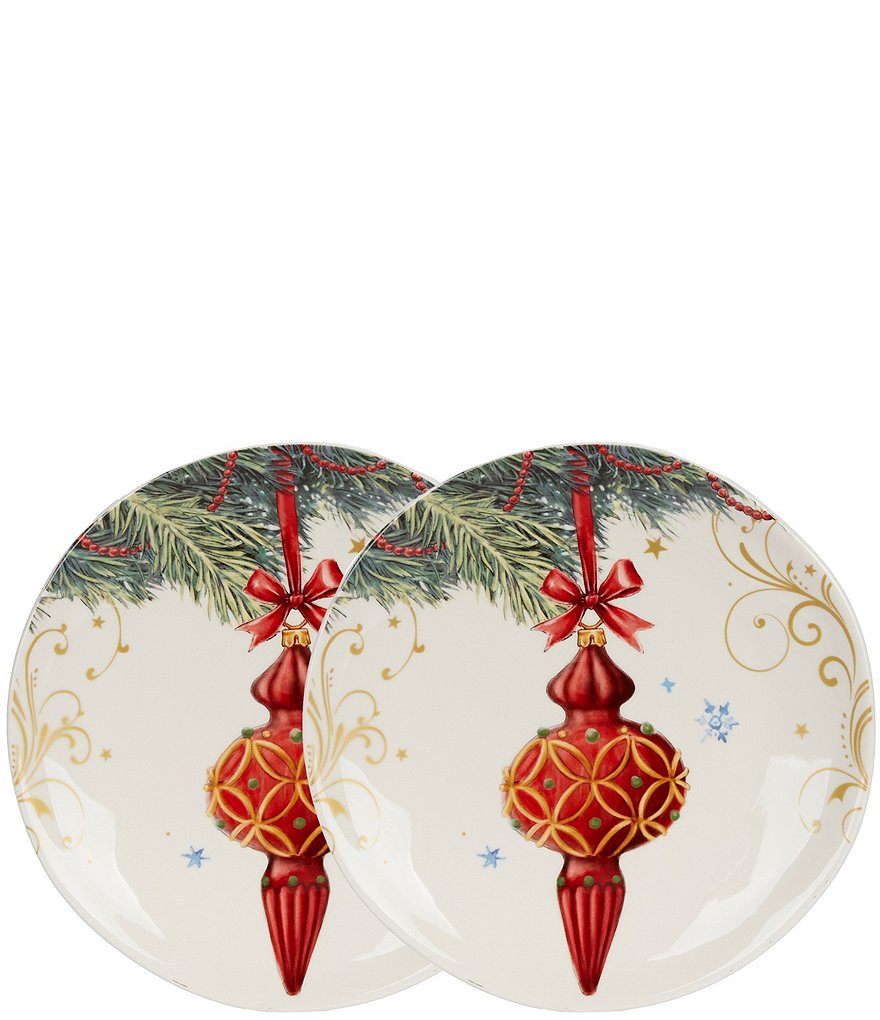Southern Living Classic Christmas Ornament Accent Plates Set Of 2