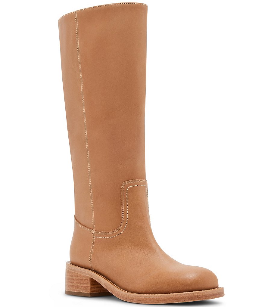Steve Madden Riggs Leather Block Heel Tall Boots | Dillard's